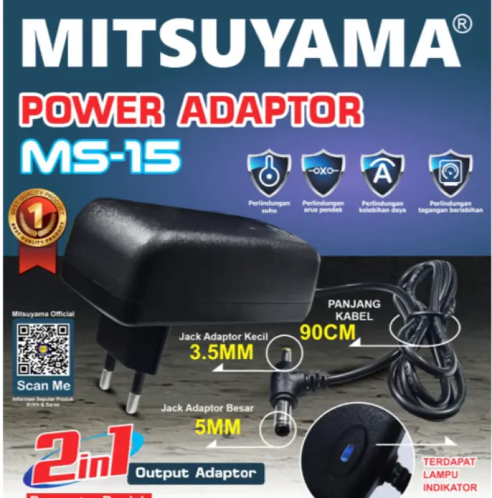 Power Adaptor MS -15 2in1 Charger AC to DC Memiliki lampu Indikator ...