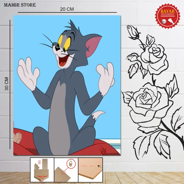 CETAK FOTO CARTOON TOM & JERRY PLUS BINGKAI /POSTER FOTO CARTOON TOM ...
