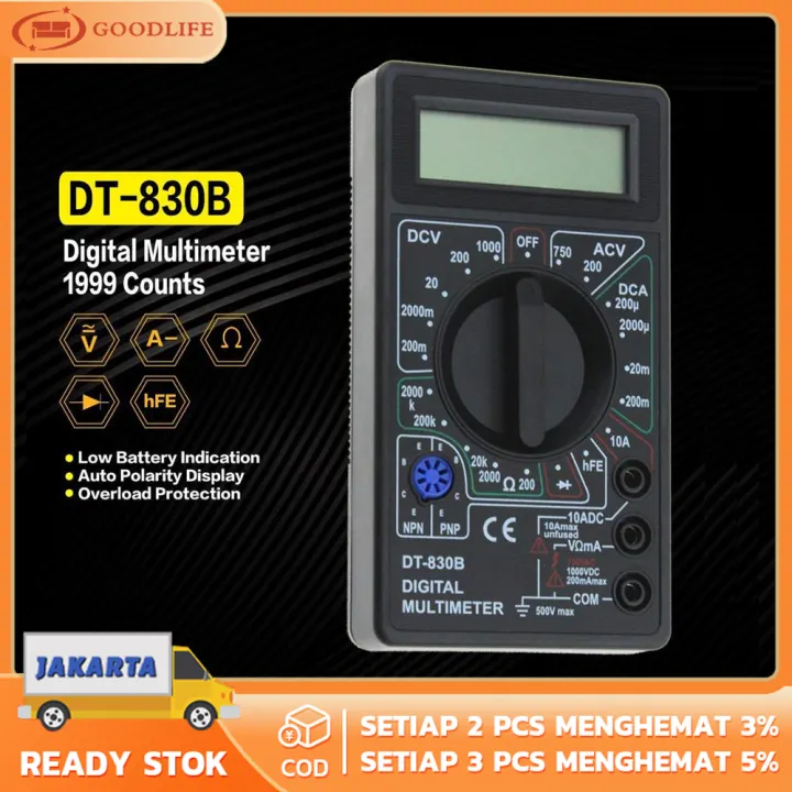 (dalam Stok）DT830B Multimeter Digital DT-830B avometer Paket Lengkap ...