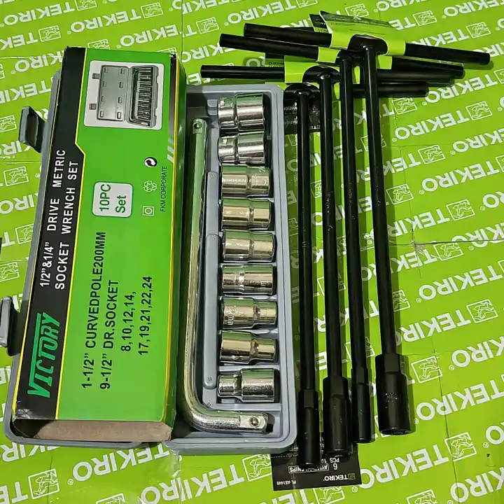 TEKIRO Paket Lengkap Kunci Sok T 8-10-12-14mm / Kunci Shock Sok 10pcs 8 ...