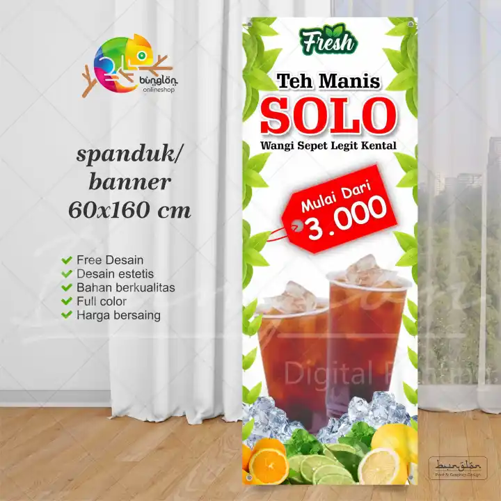 Spanduk Banner Es Teh Manis Solo Fresh Custom | Lazada Indonesia