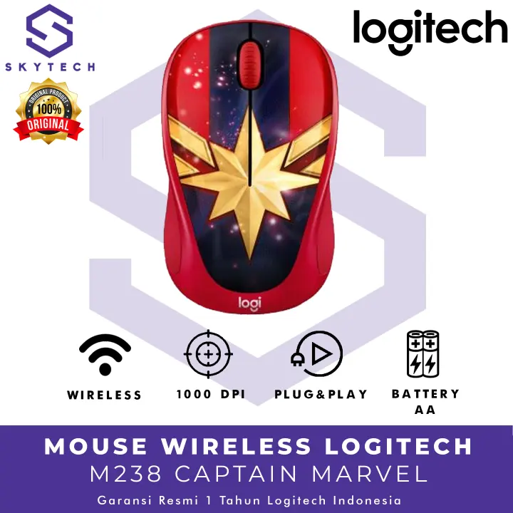 MOUSE LOGITECH WIRELESS M238 MARVELL COLLECTION (CAPTAIN MARVEL) | Lazada Indonesia